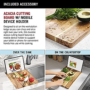 DELTA 95B932-32S-SS Lorelai Workstation Kitchen Sink Undermount Stainless Steel Single Bowl with WorkFlow Ledge and Chef’s Kit of 6 Accessories