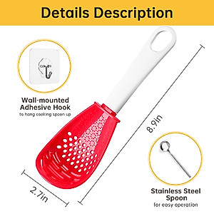 2Pack Multifunctional Kitchen Cooking Spoon, Slotted Spoon for Cooking Strainer Spoon, All in One Garlic Press Grinder Kitchen Spoons for Mashing Draining