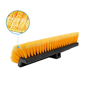 CARCAREZ 15" Flow-Thru Bi-Level Car Wash Brush Head Fits for RV Cleaning with Feather-Tip Bristles Orange