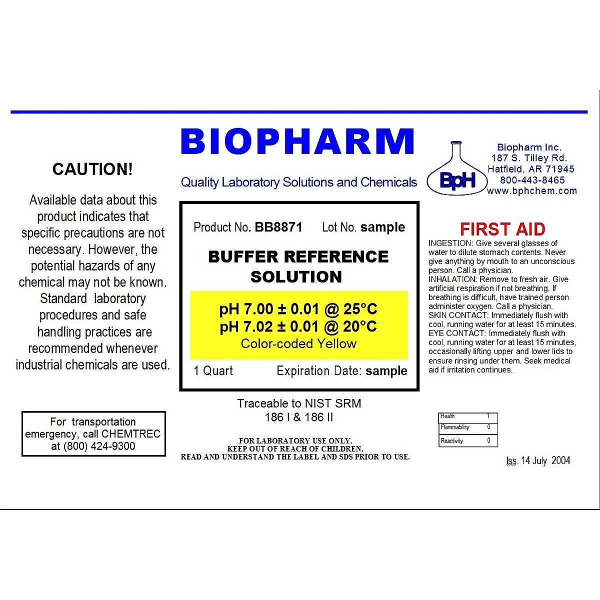 pH Buffer Calibration Solution 2-Pack: pH 4.00 and pH 7.00 — 1 Quart (950 mL) Each — NIST Traceable Reference Standards for All pH Meters — Color Coded