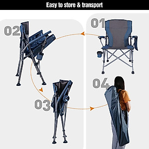 REDCAMP Oversized Camping Chairs for Adults 2 Pack, Heavy Duty Hard Arm Portable Folding Chairs for Outside, Firm Hunting Outdoor Sports Chairs for Big and Tall Person