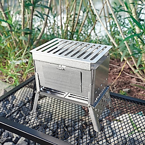 Foldable BBQ Grill, Stainless Steel Charcoal Grills, Durable Portable Detachable Barbecue Cooking Stove for Outdoor Garden Camping Picnic