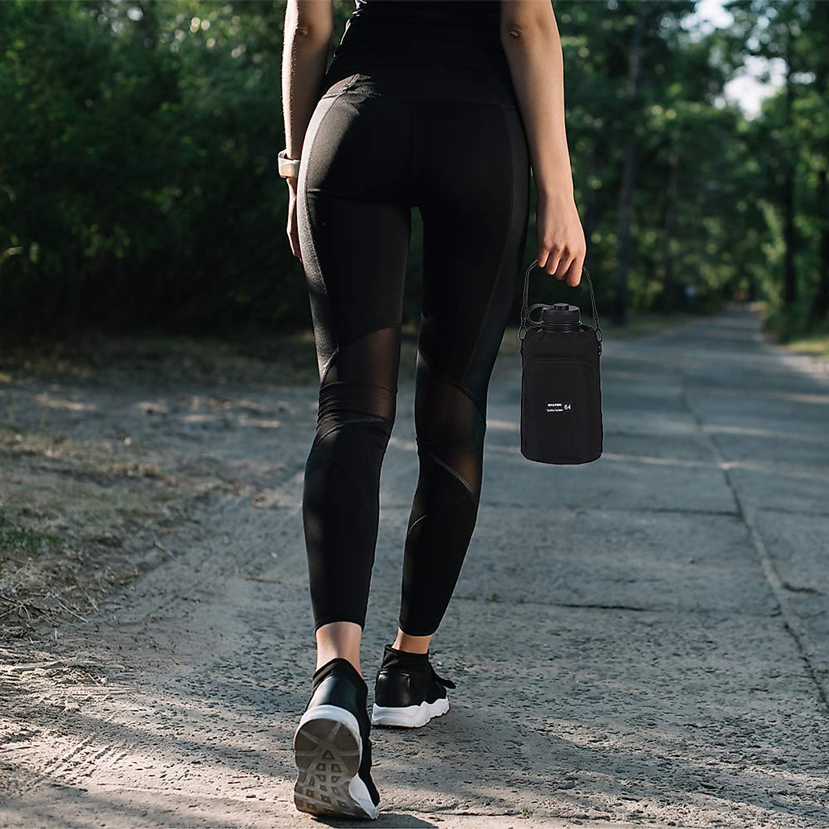 OYATON Water Bottle Holder With Strap for 64oz Bottles, Water Bottle Carrier Bag With Pocket and Handle for Walking Travel and Hiking(Exclude Bottle)