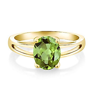Gem Stone King 18K Yellow Gold Plated Silver 9X7MM Oval Gemstone Birthstone Solitaire Engagement Ring | Wedding Engagement Anniversary Promise Ring For Women | Available In Size 5, 6, 7, 8, 9
