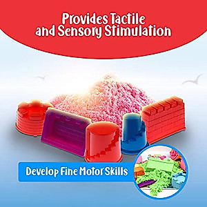 LITTLE CHUBBY ONE Kids Play Sand Castle Set - 3 Lbs Sand - Toy Magic Sand Set - 10 Molds - Mess Free Play for Girls and Boys - Ideas for Children Activities Age 3 4 5 6 7 8 9 10
