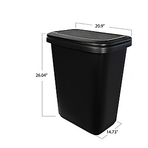 BescZepH 20.4 Gallon Trash Can, Plastic Dual Function Divided Extra Large Kitchen Trash Can, Black