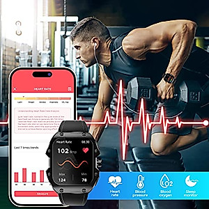 ROGBID Mille Smart Watch for Men Women (Answer/Dial Calls) 10 ATM Waterproof 1.91Touch Screen Fitness Tracker Military Smartwatch with Heart Rate Blood Pressure for Android Phones 123 Sports Modes