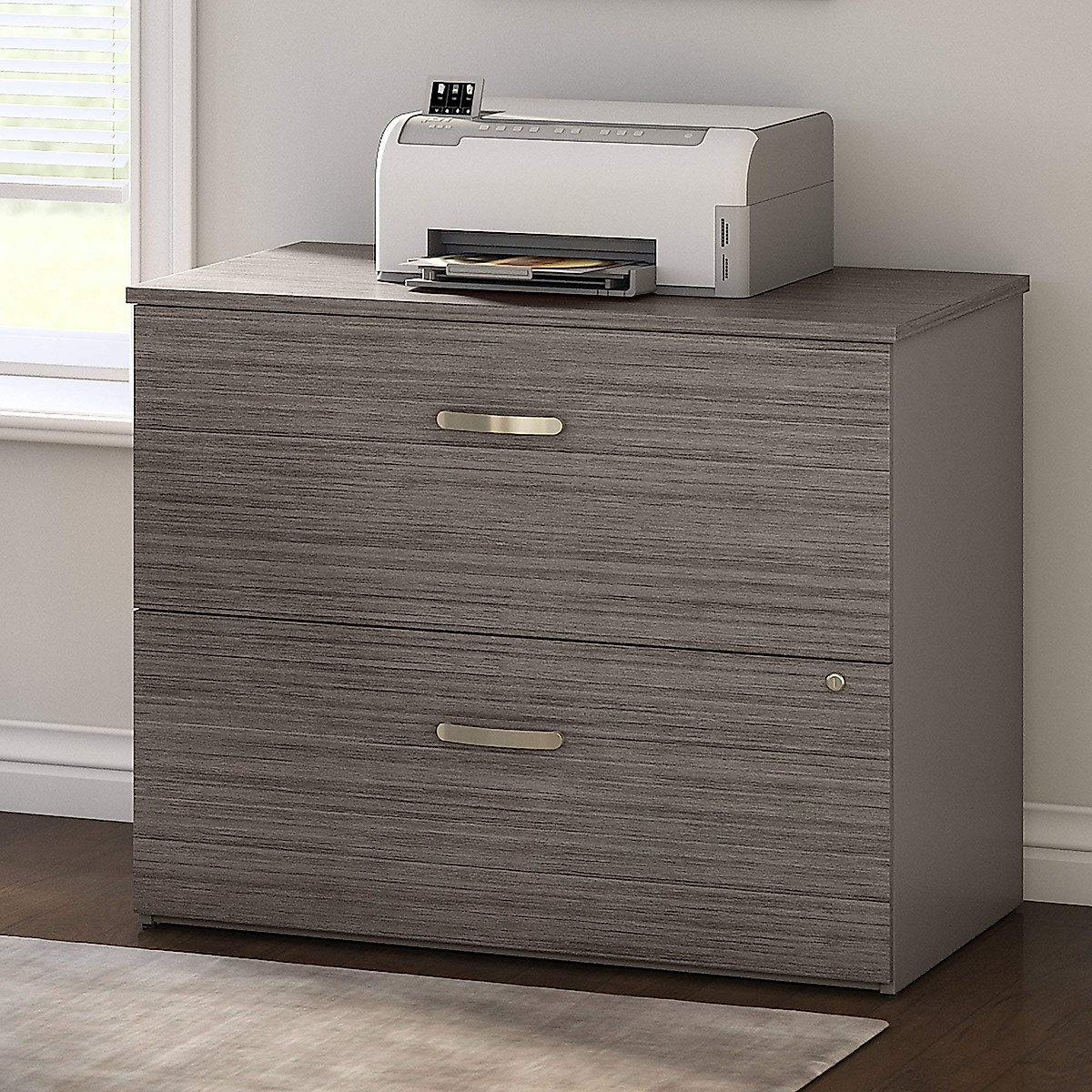 Bush Furniture Commerce 36W 2 Drawer Lateral File Cabinet in Cocoa and Pewter