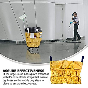 Multi- pockets Vinyl Caddy Bag- Yellow Trash Bin Tool Caddy Bag, garbage bin caddy bag Trash Caddy Bag for Maid Cleaning Trash cleaning tool caddy Can brute caddy bag