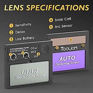 TOOLIOM Solar Powered Welding Helmet Auto Darkening for TIG MIG ARC Welder Mask with Adjustable Shade Range 4/9-13 Blue Eagle Design