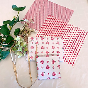 ZZJ 150pcs Valentine's Day Wax Paper, Food Picnic Paper, Greaseproof Paper,Waterproof Dry Hamburger Paper Liners Wrapping Tissue for Plastic Food Basket (Rose Heart Stripe)
