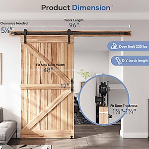 EaseLife 8 FT Sliding Barn Door Track and Handle Hardware Kit,Heavy Duty,Straight Pulley,Slide Smoothly Quietly,Easy Install (8FT Track Kit for 40"~48" Wide Single Door)