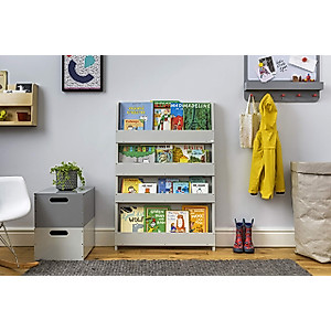 Tidy Books® Children’s Bookshelf 43.3” x 30.3” x 2.8” - The Original Handmade Classic Book Storage Solution for Kids Age 0-10 - 4 Shelves - Gray