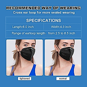 YOTU KN95 Face Masks 60 Pcs,5 Layers Cup Dust Mask,Filter Efficiency 95%, Suitable for Home Work Restaurants