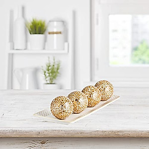 Ka Home Gold Mosaic Glass Orbs Set of 5 - Decorative Sphere Balls for Centerpiece, Tray and Bowl Displays -3 inches Each