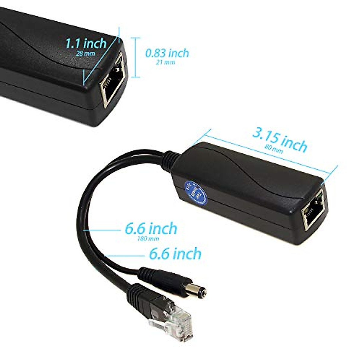 REVOTECH Gigabit PoE Splitter 12V 1A Output, IEEE 802.3af Standard Compliant 10, 100, 1000Mbps Power Over Ethernet Splitter Adapter for Security Camera CCTV Surveillance 5.5x2.1mm DC Plug (PS5712G)