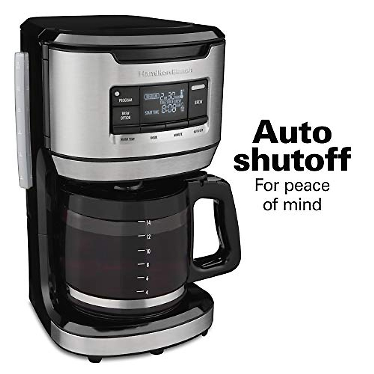 Hamilton Beach Programmable FrontFill Coffee Maker, Extra-Large 14 Cup Capacity, Black/Stainless (46390)