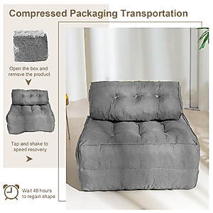 YOSHOOT Folding Couch Sofa Bed, Convertible Sleeper Chairs with Back Support, Foldable Couch Futon Mattress with Pillow, Portable Fold Out Chair Bed Floor Mattress Floor Couch for Living Room