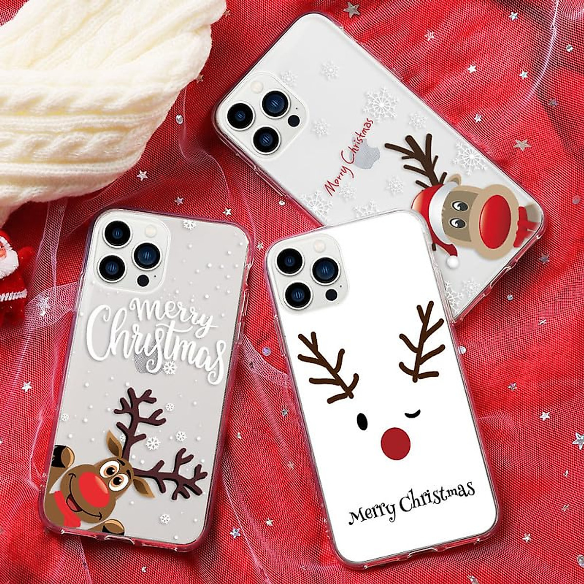 Pnakqil Christmas Phone Case for Samsung Galaxy S9 Plus 6.2'', 3 Packs Clear Transparent Soft Silicone Cover with Santa Claus Elk Cartoon Cute Design Pattern Slim Protective Girls Gift, 29