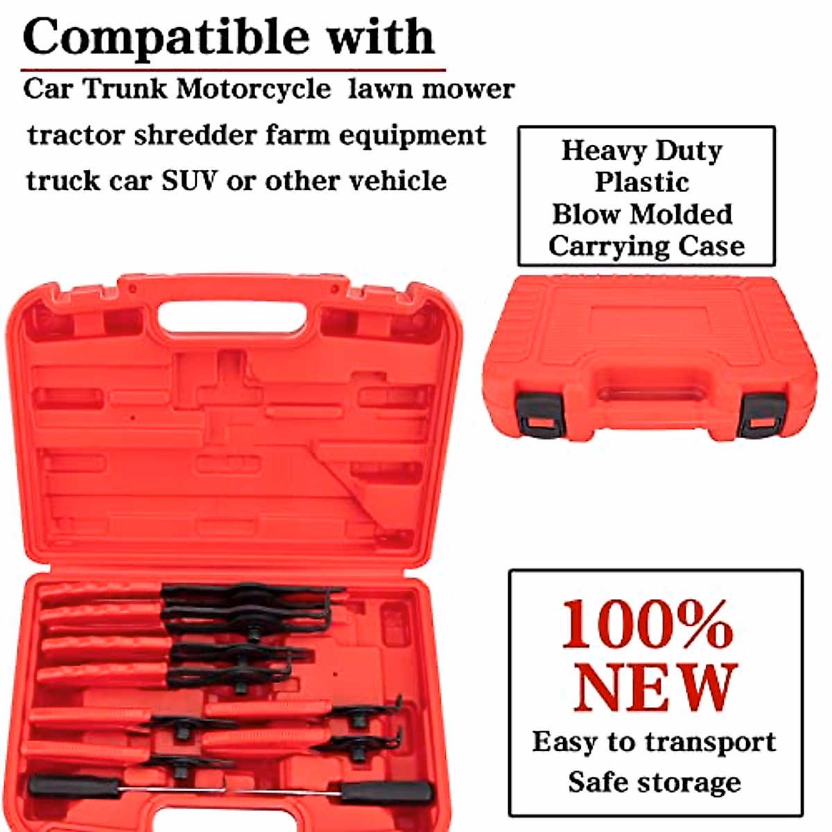 Snap Ring Plier Set Heavy Duty Long Reach Snap Ring Plier Set With Case 11pc Retaining Ring Pliers Set Mechanics Circlips Auto Tool Internal External Pliers for Car Trunk Motorcycle