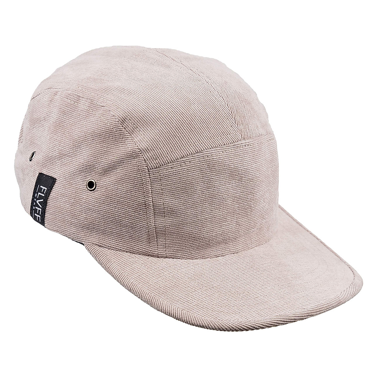 FLVFF 5 Panel Hat for Men Women Flat Brim Baseball Cap Urban Street Camper Hats (F1) (Beige Corduroy)