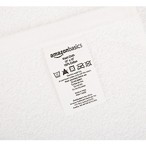 Amazon Basics Fast Drying, Extra Absorbent, Terry Cotton Washcloths - Pack of 24, White, 12 x 12-Inch