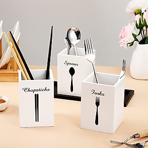 BBTO 4 Pcs Silverware Caddy with Wood Tray Wooden Organizer Cutlery Holder Countertop Utensil Flatware Organizers Chopsticks Spoon and Fork for Restaurant Kitchen Storage