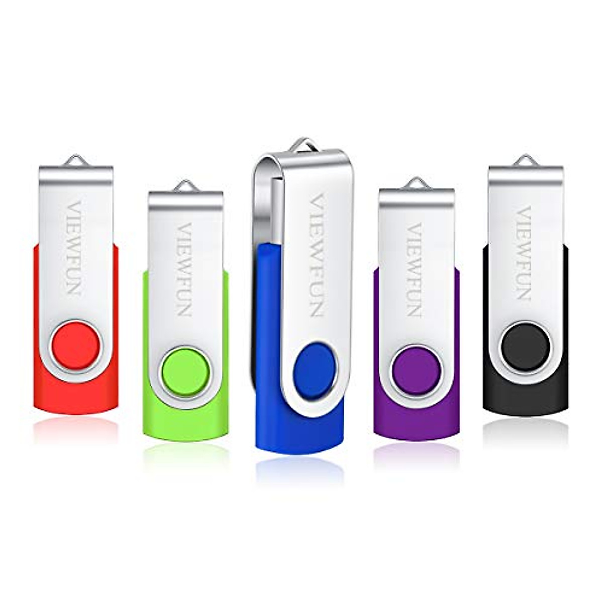 Flash Drive 8GB 5pcs Pack USB Memory Stick USB Flash Jump Drive with LED Indicator and lanyards by Viewfun (8GB, 5PCS-Multicolors(Red,Black,Blue,Green,Violet))