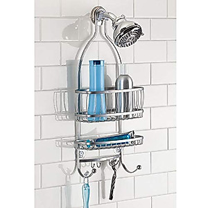 iDesign Metal Extra-Wide Hanging Shower Caddy, The York Collection – 10" x 4" x 22", Silver