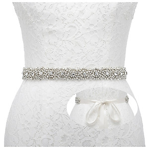Remedios Rhinestone Bridal Belt Bridesmaid Sash Crystal Wedding Belt Women Dress Accessories, Ivory