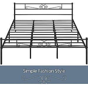 Yaheetech California King Bed Frames Metal Platform Bed with Headboard and Footboard for Bedrooms No Box Spring Needed Easy Assembly,Ground Clearance: 12.6"/Black/California King Bed