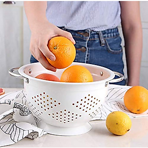 Rorence Powder Coated Steel Colander Set of 2 - White