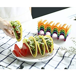 Taco Holder Stand Set of 6, Colorful Taco Holder Plate, Wave Shape Taco Tray, Taco Shell Holder Stand for Party, Hold 4 Tacos Each, Very Hard and Sturdy, Dishwasher Top Rack Safe