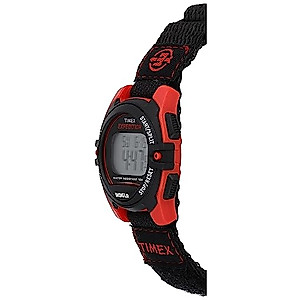 Timex Unisex T49956 Expedition Mid-Size Digital CAT Black/Red Fast Wrap Velcro Watch