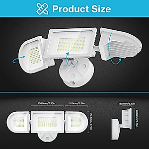 Olafus 100W Flood Lights Outdoor, 9000LM Super Bright LED Flood Light, IP65 Waterprooof Outdoor Flood Light Fixture, 3 Adjustable Heads, 6500K Daylight White Exterior Security Lights for Yard, Garage