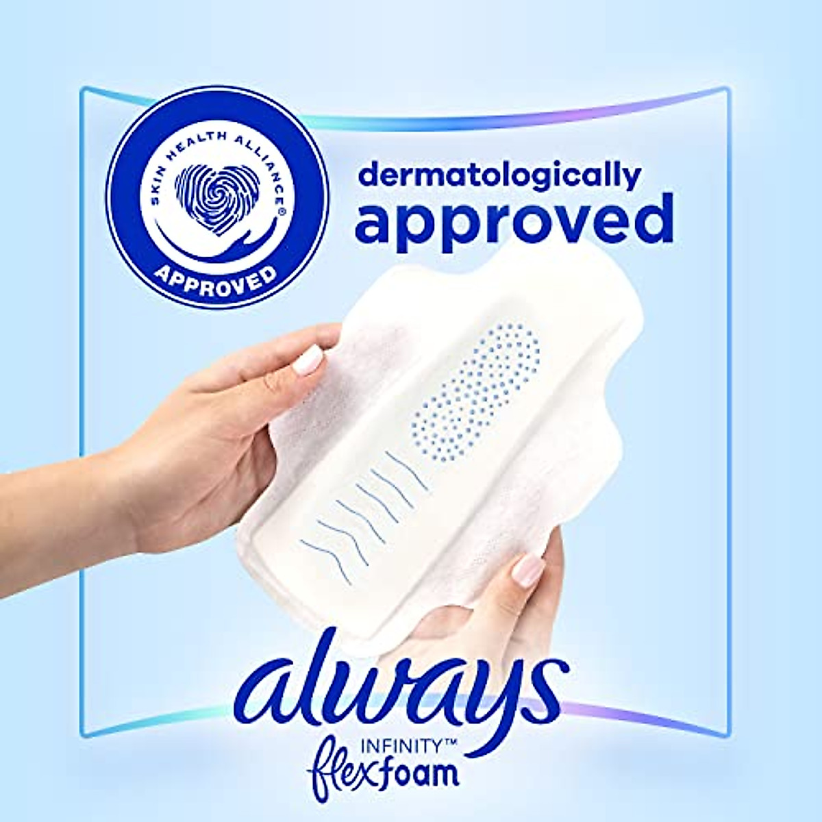 Always Infinity FlexFoam Pads for Women Size 1 Regular Absorbency, 72 Count with Wings, Unscented, 36 Count - Pack of 2 (72 Count Total), White