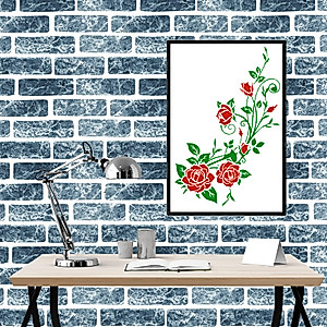 4Pcs Brick Stencils for Painting Walls 17 x10Inch, Reusable Brick Stencil for Concrete Floor Large Brick Patterns Wall Stencil for Home Decor (Brick)