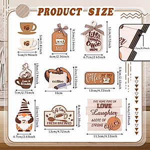 14 Pieces Coffee Tiered Tray Decor Set Coffee Theme Tiered Tray Decor Coffee Wood Signs Coffee Sign Rustic Trays Decor for Summer Home Kitchen Table Decor