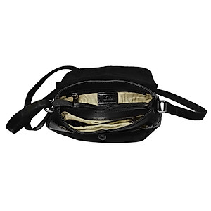 Zinda Genuine Leathers Saddlebag Flap Over Women's Handbag Crossbody Shoulder Sling Multiple Pockets (Black)