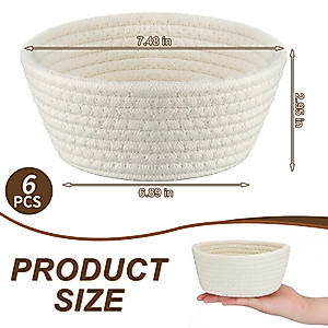 Tatuo 6 Sets Gift Baskets Empty Bulk Woven Cotton Basket with Bags Ribbons Easter Rabbit Candy Eggs Basket for Easter Birthday Wedding Graduation Gift(7.5 x 6.9 x 2.9 Inches)