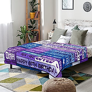 Ciuyxof 60th Birthday Gifts for Women Blanket 60th Birthday Decorations Women Men Throw Blanket Happy 1963 60th Birthday Gift Ideas for her Mom Wife (Sixty, 50 x 60 Inch)