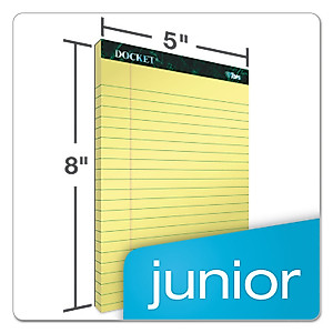 TOPS Docket Writing Pads, 5" x 8", Jr. Legal Rule, Canary Paper, 50 Sheets, 12 Pack (63350)