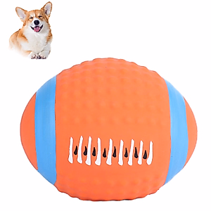 Dog Chew Toys, Squeaky Latex Dog Toy Balls Football Rugby Fetch Dog Interactive Toy with Crinkle Pape for Small Medium and Large Dogs