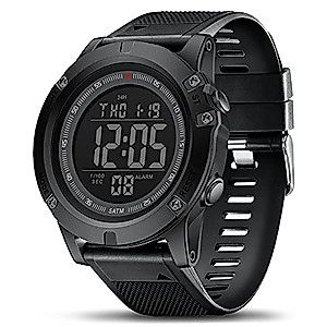 GOLDEN HOUR Huge Big Size Men's Digital Sport Watches Waterproof Military Tactical Style with Dark LED Backlight and Black Rubber Strap 50mm Big Face Watch for Men