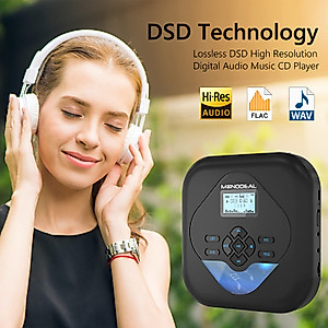 MONODEAL CD Player Portable,Bluetooth CD Player with Speakers,Rechargeable Walkman CD Player for Car and Home,Small Anti-Skip CD Player with Dual Headphone Jacks,WAV/FLAC/MP3/CD Compatible