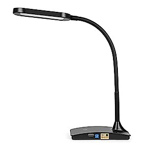 TW Black Desk Lamps for Home Office - Super Bright Small Desk Lamp with USB Charging Port, a Perfect LED Desk Light as Study Lamp, Bedside Reading Lights