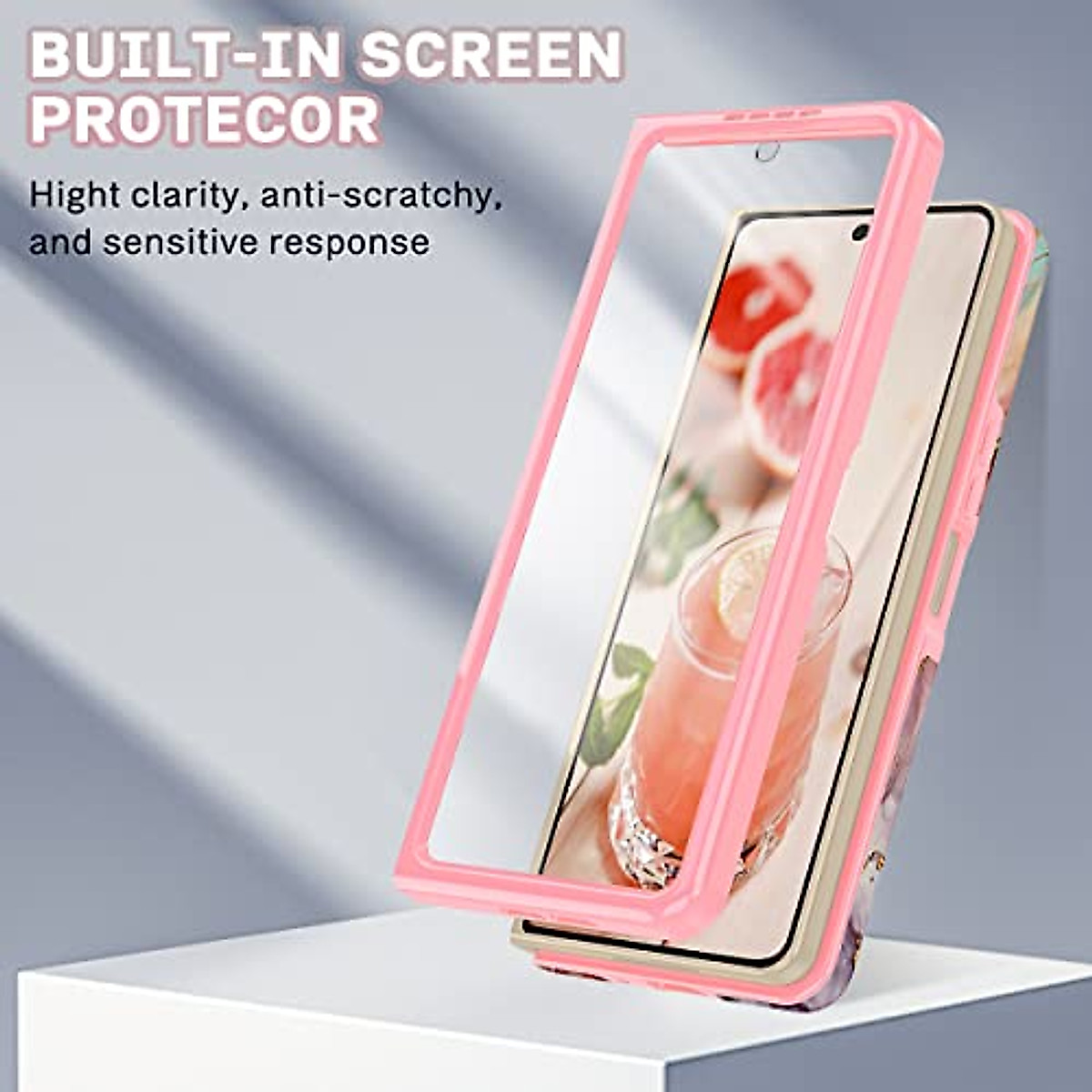 Btscase for Samsung Galaxy Z Fold 4 Case, Built-in Screen Protector with Adjustable Magnetic Kickstand, Full Body Dual Layer Rugged Shockproof Protective Cover for Galaxy Z Fold 4 5G, Rose Gold