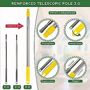 17 Foot High Reach Duster Kit with 2-to-9 Foot Extension Pole, Newliton 3-in-1 High Ceiling Chenille Duster, Microfiber Duster, Cobweb Duster, Indoor & Outdoor Extendable Bendable Duster Cleaning Set