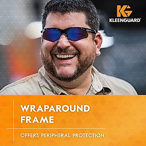 KleenGuard™ V30 Nemesis™ Safety Glasses (14481), Blue Lenses with Mirror coating, Black Frame, Unisex Eyewear for Men and Women (12 Pairs/Case)