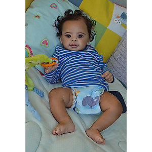 RXDOLL Realistic African American Reborn Boy Doll - 21 Inch, Soft Body, Black Boy